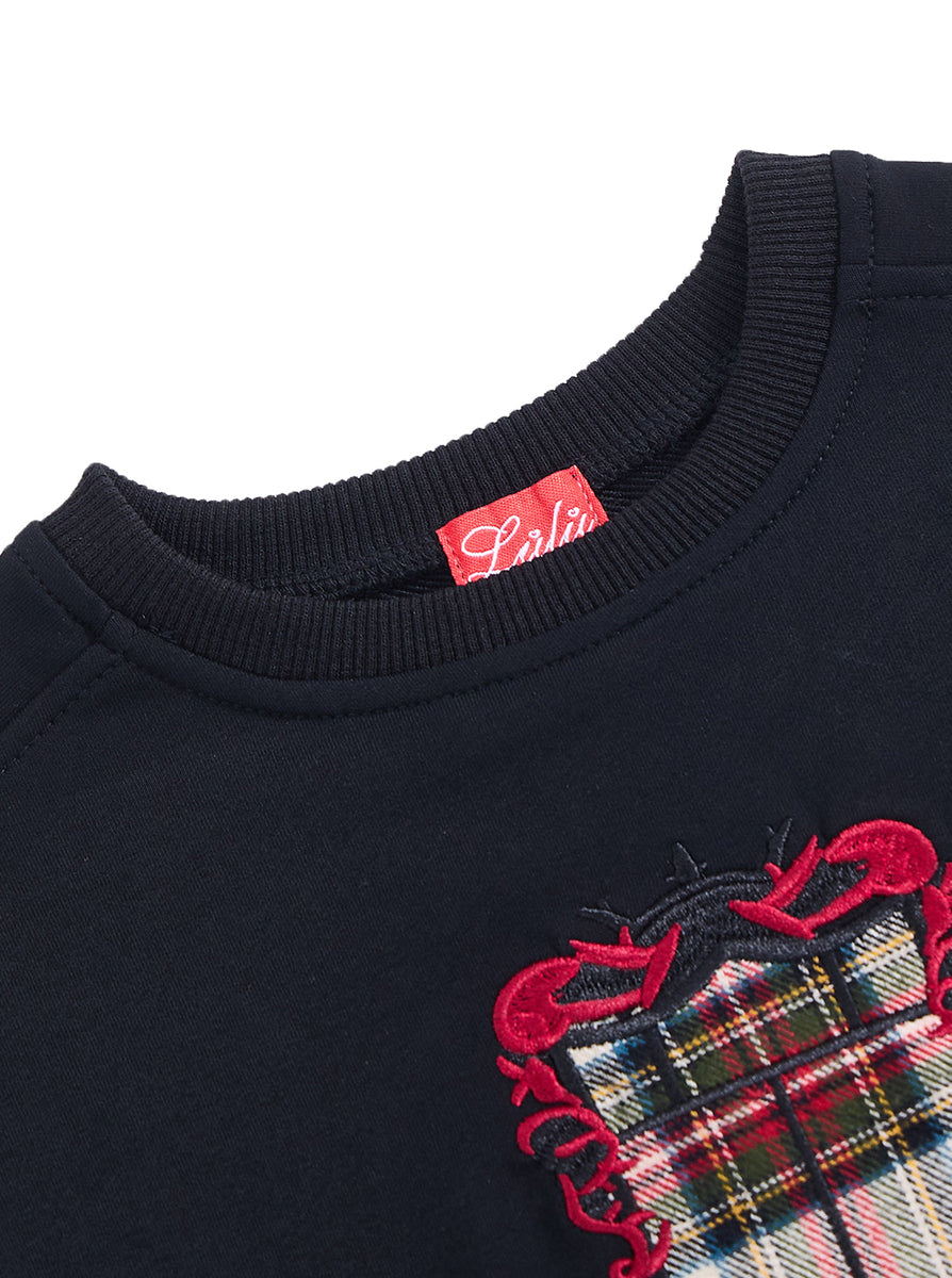 Plaid Emblem Top – Lulu Kids Clothing